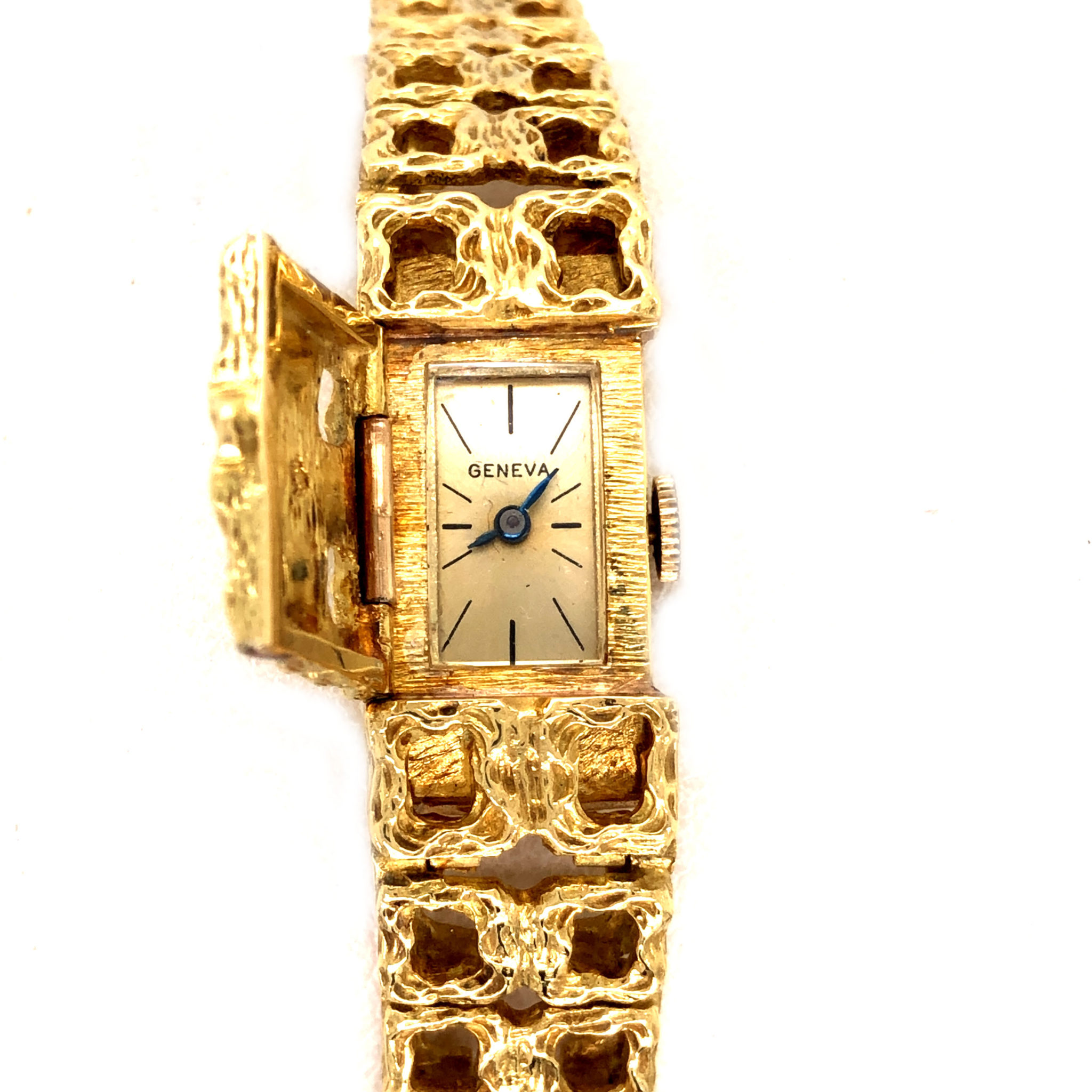 Rare 18K Gold Geneva Cover Watch Nugget Style | Sarah Leonard Jewelers